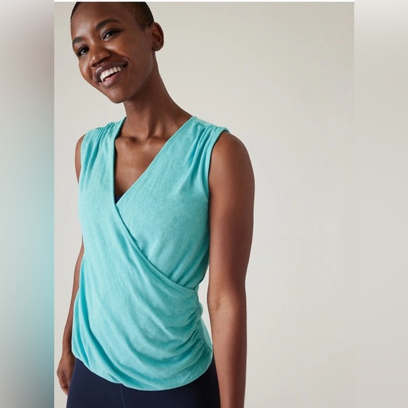 Athleta | Tops | Athleta Breezy Wrap Tank Blue Teal Medium | Poshmark